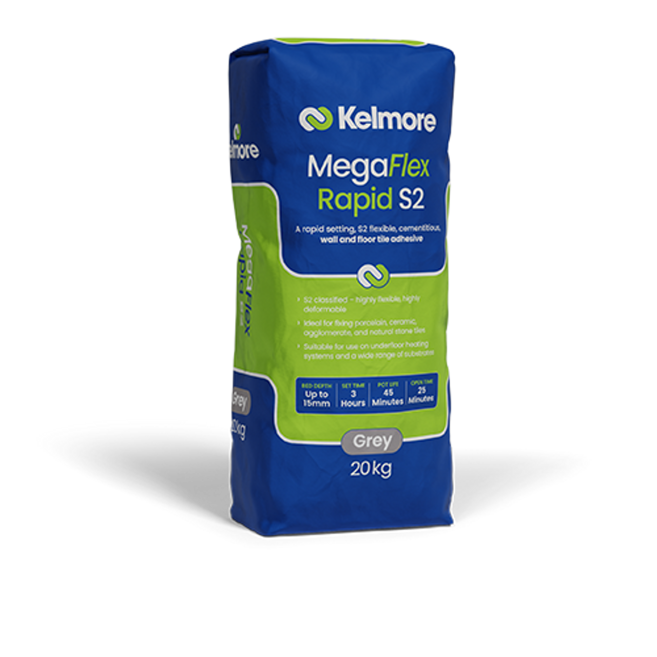 Kelmore MegaFlex Rapid S2 Tile Adhesive - 20kg - Grey – Underfloor ...