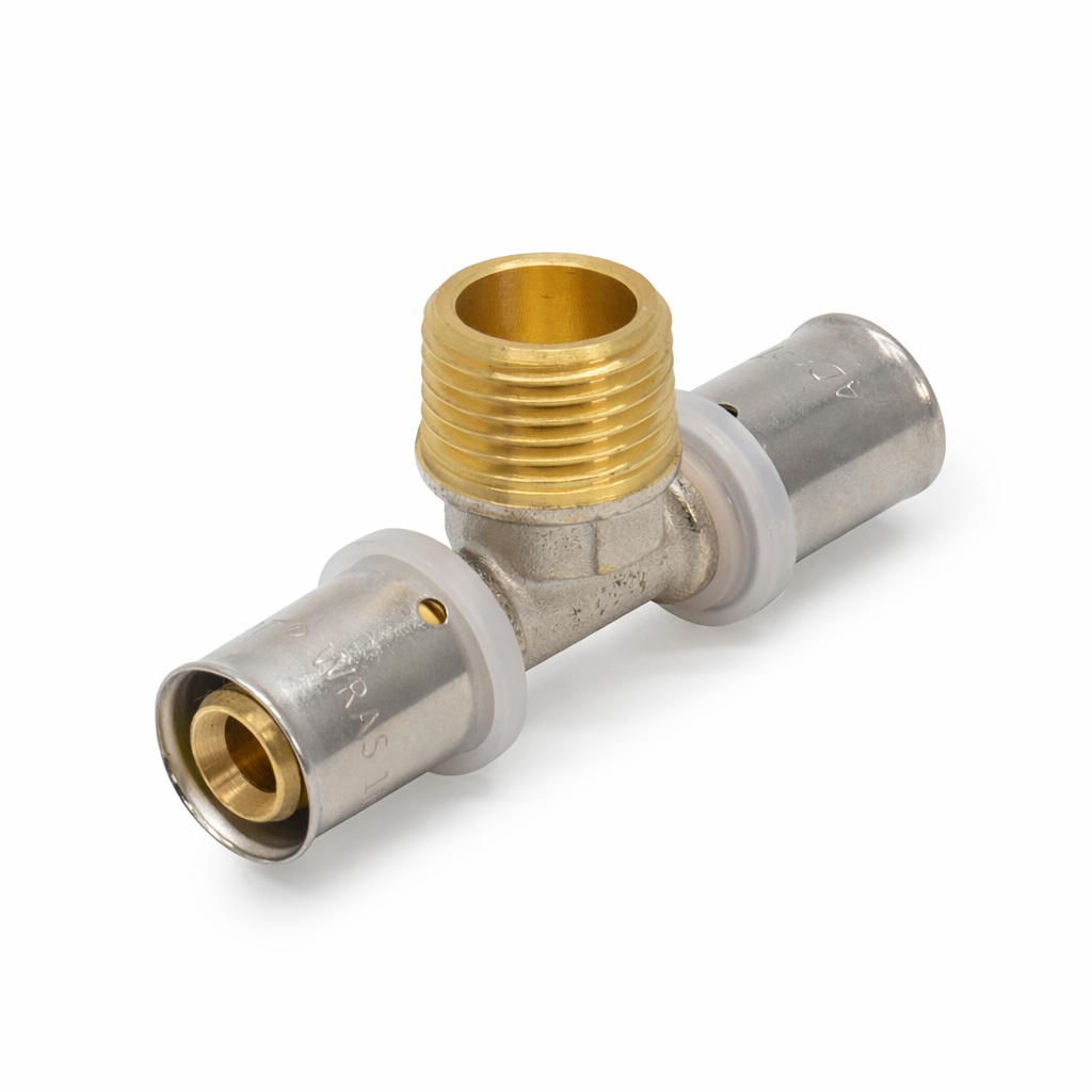 16mm x 1/2" x 16mm Press Male Tee – Underfloor Heating Online